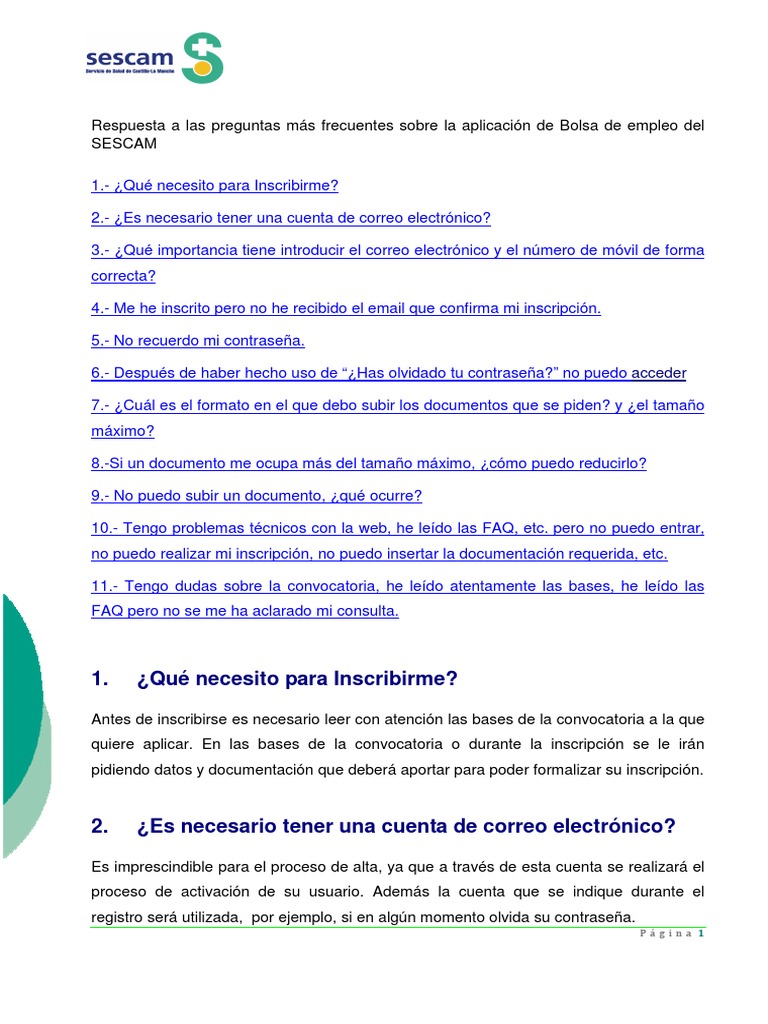 FAQs Selecta Sescam | PDF | Contraseña | Correo electrónico