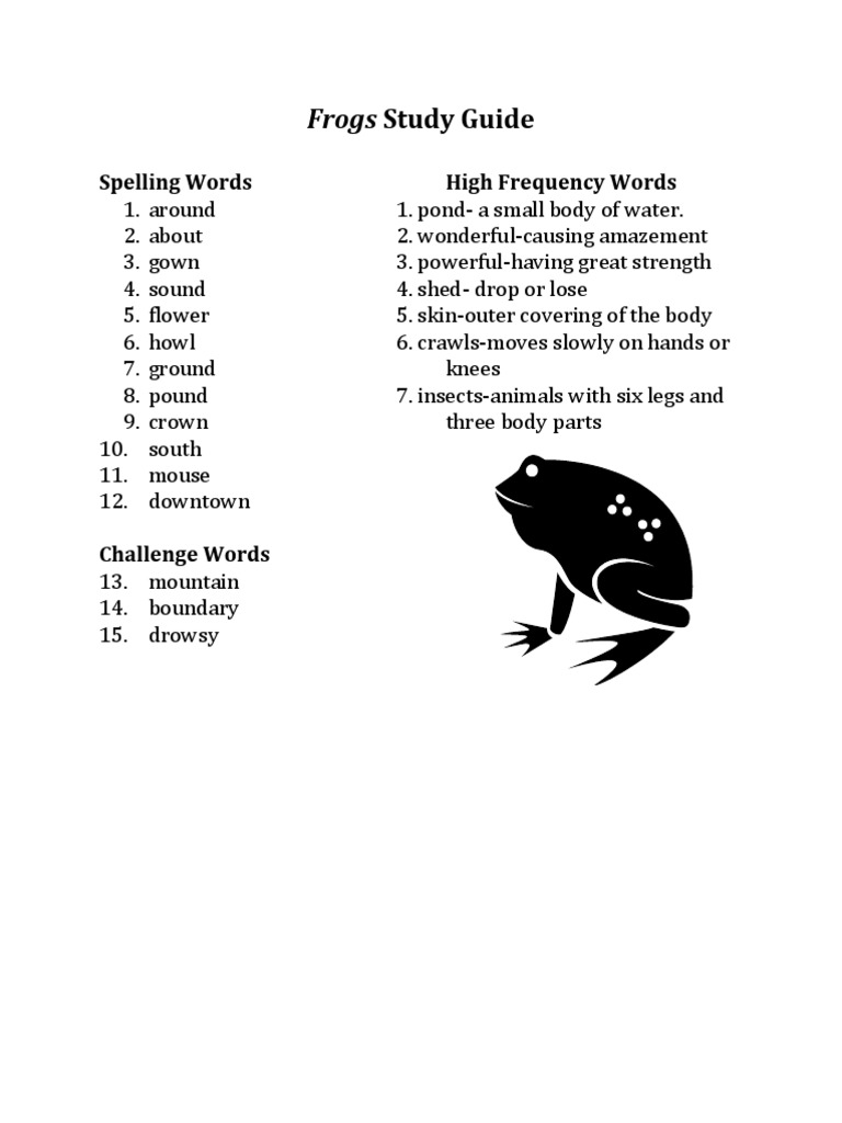 Frogs Study Guide: Vocabulary List | PDF | Language Arts & Discipline