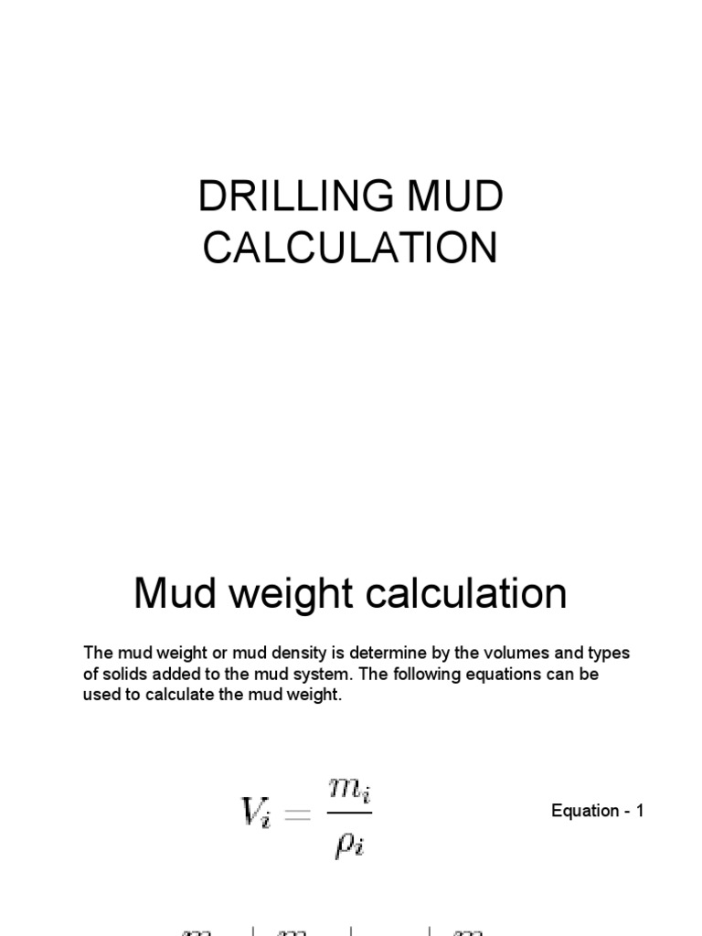 Mud Weight Calculation Techniques | PDF | Density | Physics