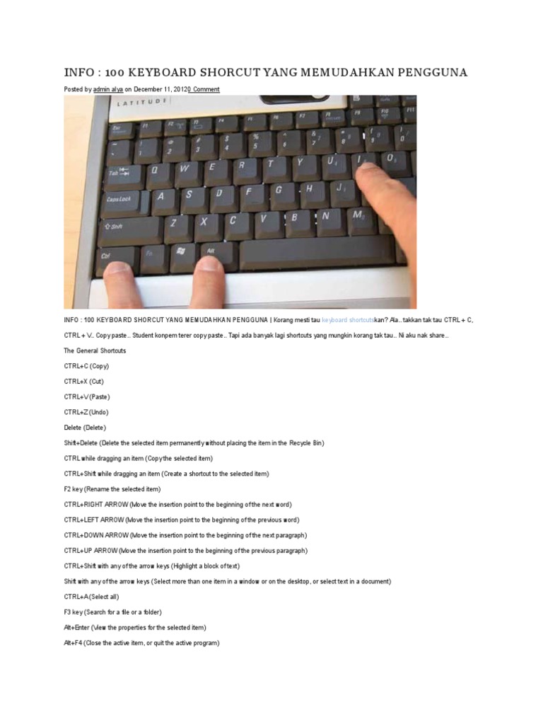 Shortcut Keyboard | Download Free PDF | Computer Keyboard | Microsoft ...