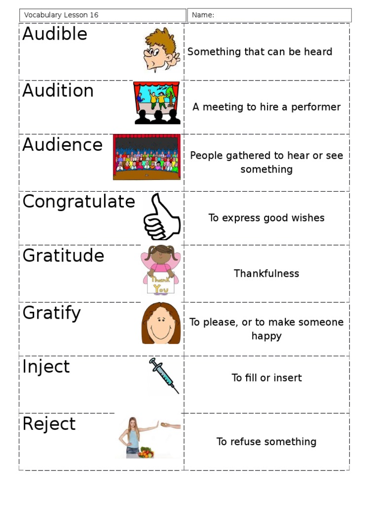 Vocab 16 Foldable With Definitions Revised | PDF