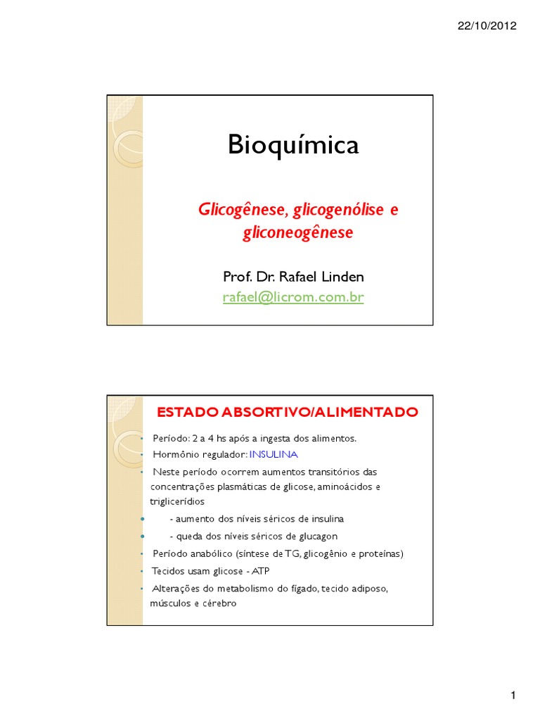 Bioquímica 9 - Glicogênese, Glicogenólise e Gliconeogênese | PDF ...