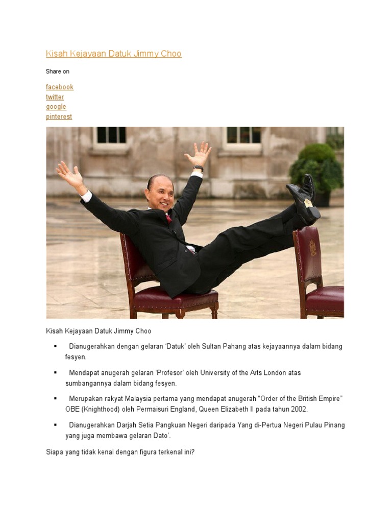 Kisah Kejayaan Datuk Jimmy Choo | PDF