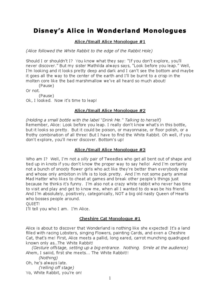 Alice Monologues | PDF | Lewis Carroll | Literary Characters