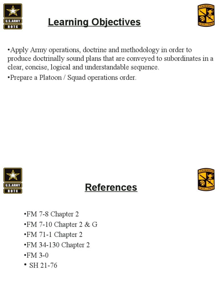 Platoon Operations Order Briefing | PDF | Reconnaissance | Military