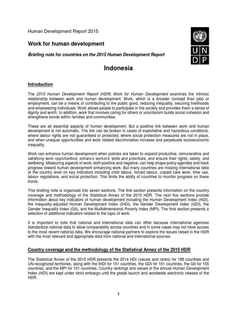 Human Development Report 2015 | PDF | Human Development Index | Poverty