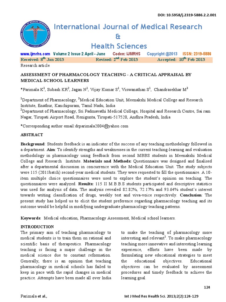 Ijmrhs Vol 2 Issue 2 | PDF | Blood Sugar | Educational Assessment