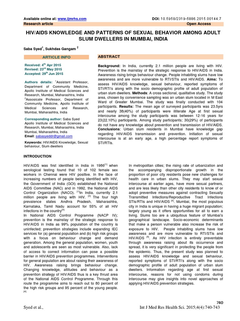 Ijmrhs Vol 4 Issue 4 | PDF | Hiv/Aids | Sexually Transmitted Infection