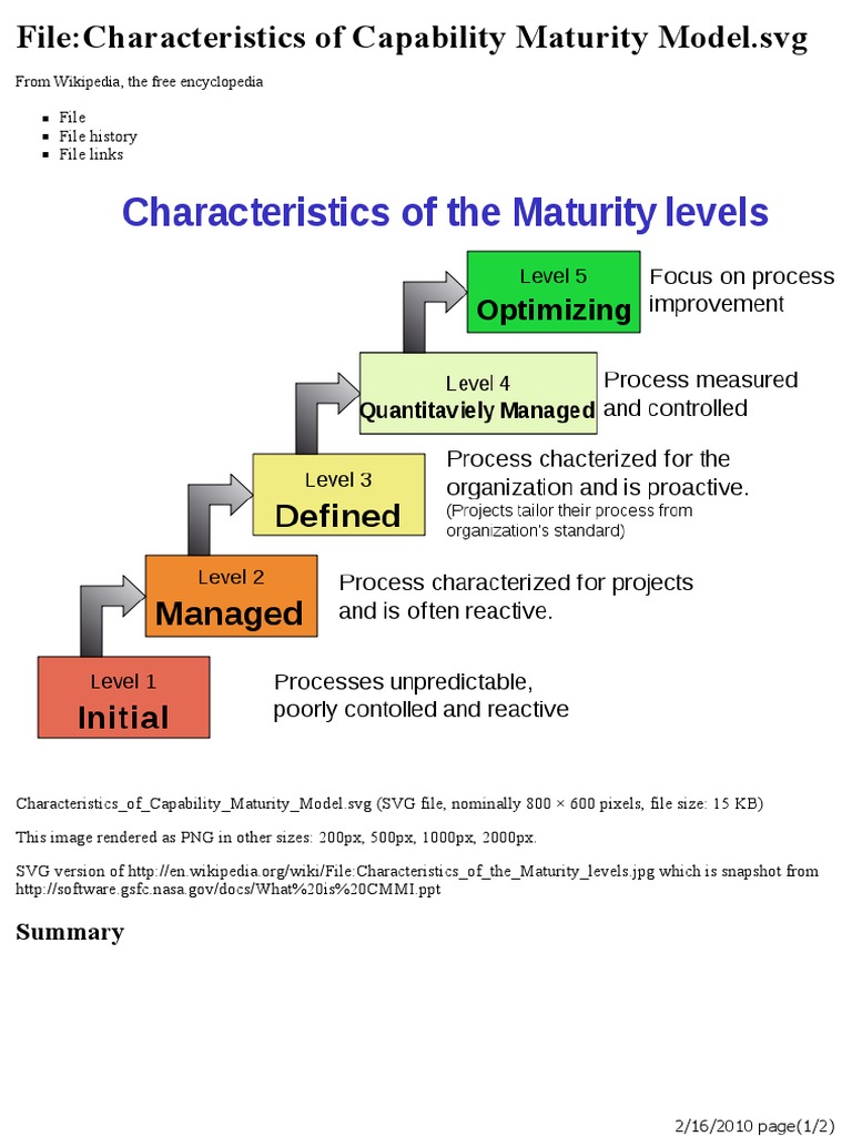 CMMI Maturity Levels Overview | PDF | Art | Technology & Engineering