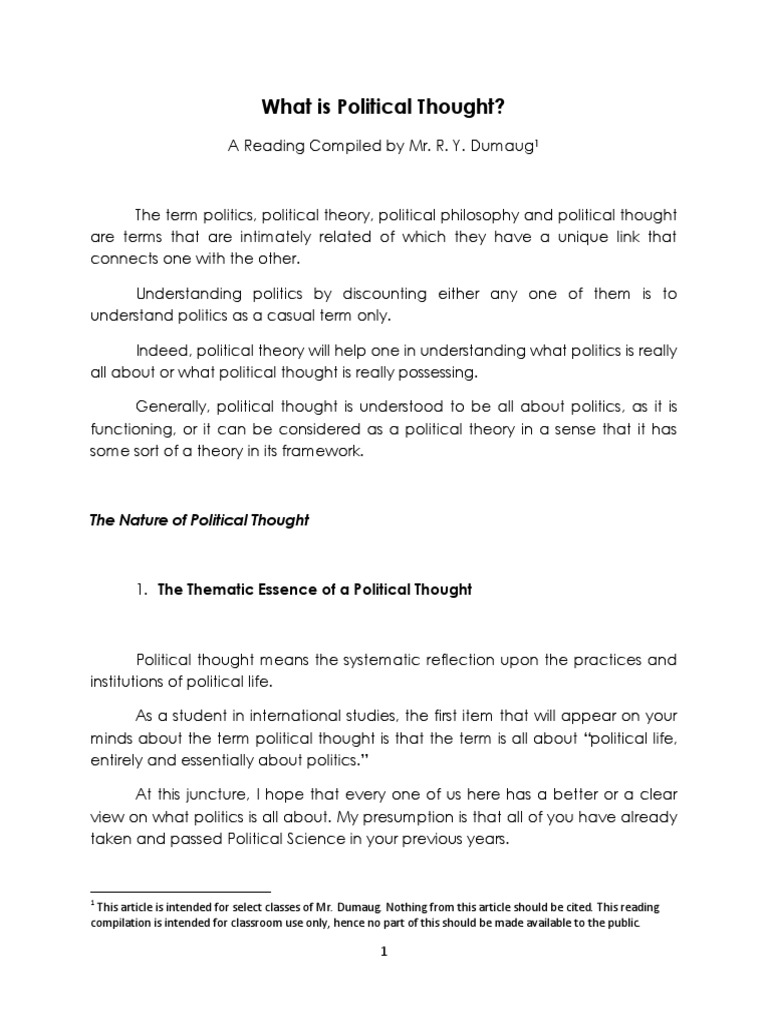 What Is Political Thought - A Reading | PDF | Political Philosophy | Theory