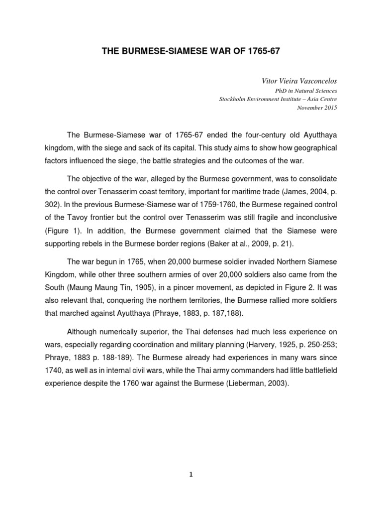 The Burmese-Siamese War of 1765-67 | PDF | Thailand | Myanmar