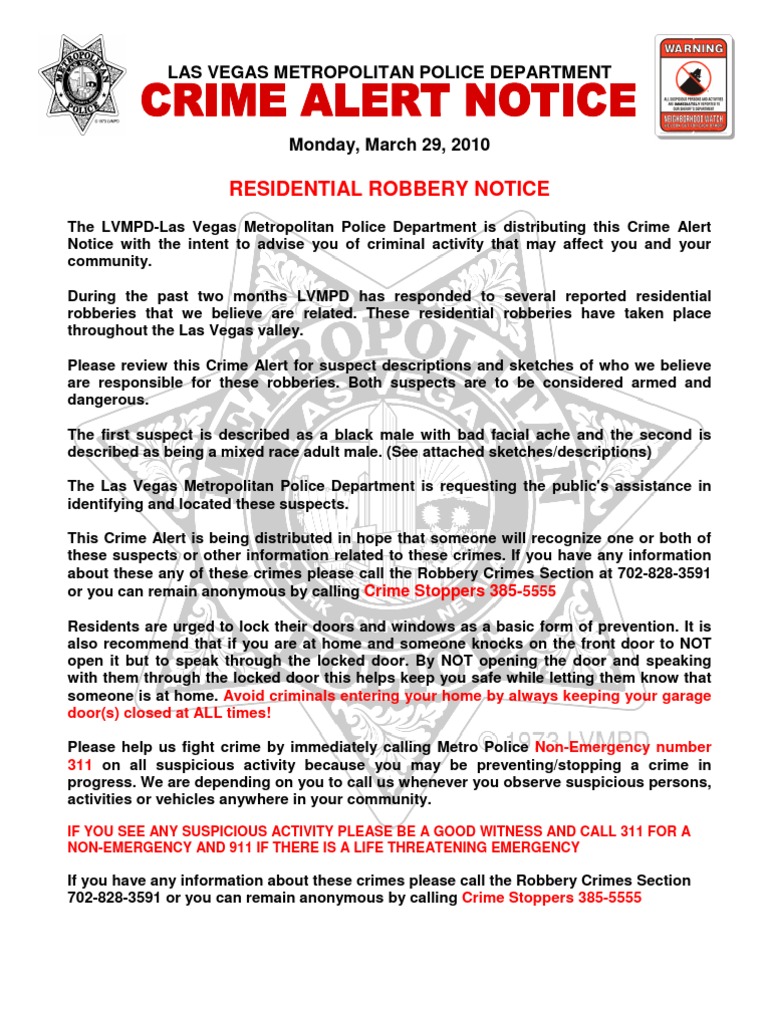 Notice | PDF | Police | Robbery