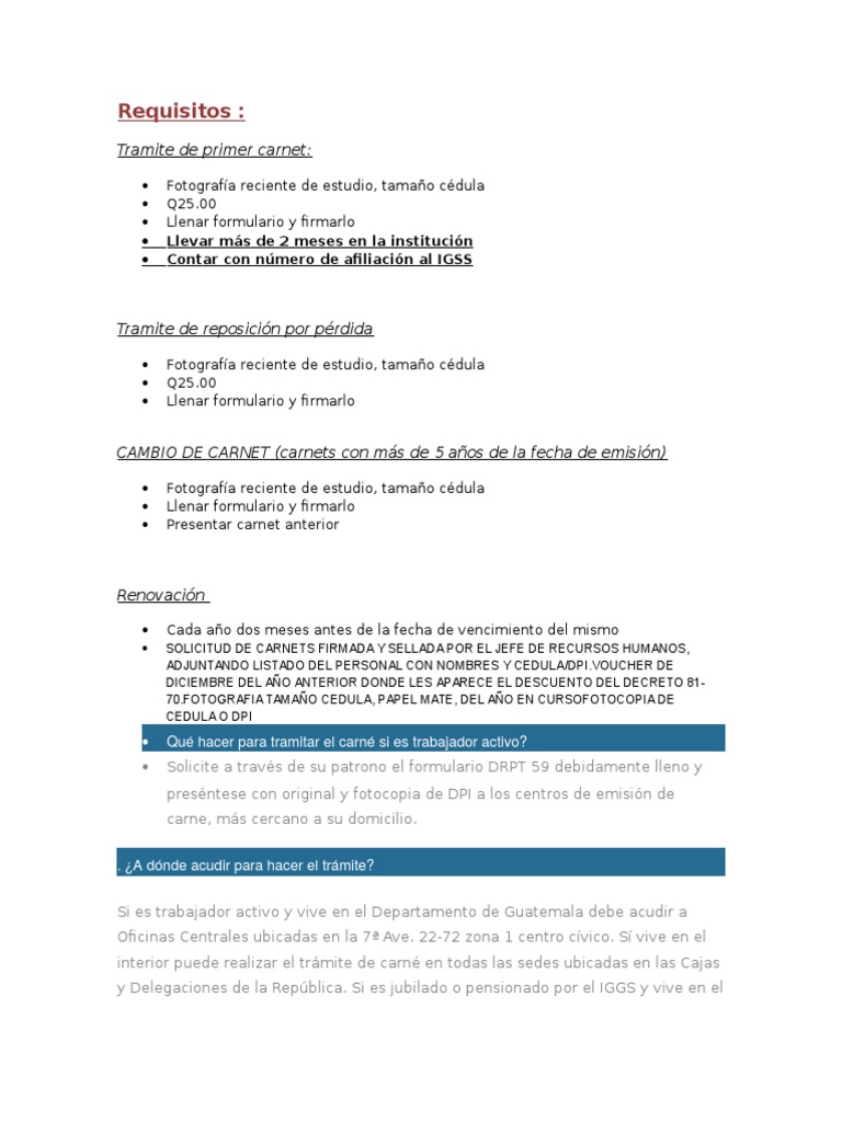 Requisitos para el Carnet del IRTRA | PDF | Finanzas y dinero
