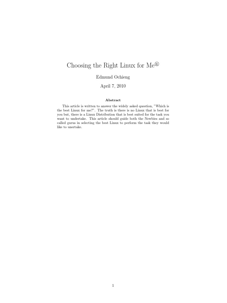 Choosing A Linux Distribution | PDF | Linux | Linux Distribution