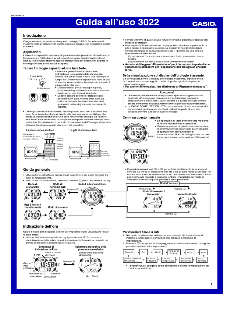 Manuale d'uso - Casioprotrek Prg 100