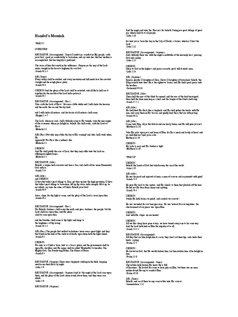 Handel's Messiah Lyrics | Theology | Abrahamic Religions