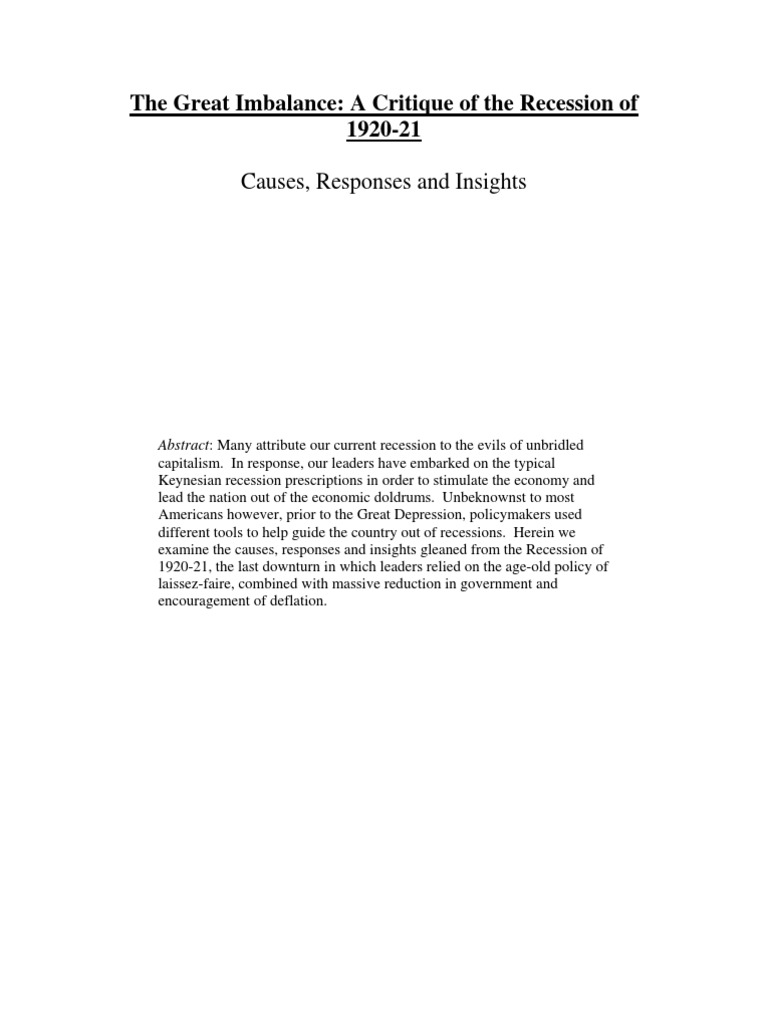 Insights from the 1920-21 Recession | PDF | Interest | Inflation