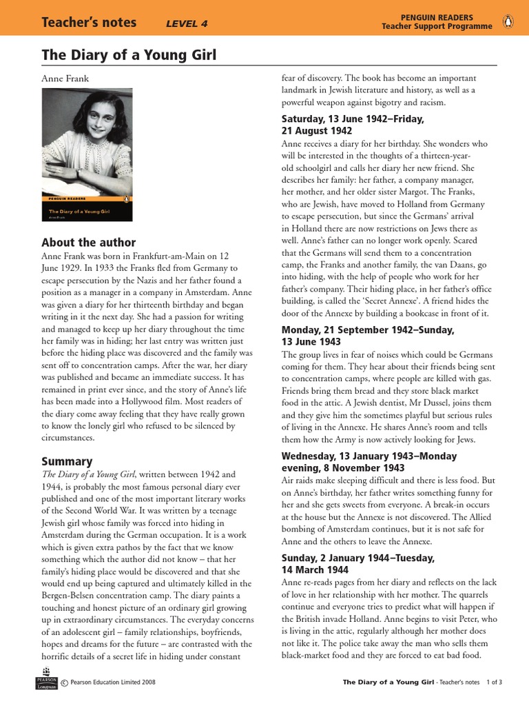 Teacher's Guide to Anne Frank's Diary | PDF