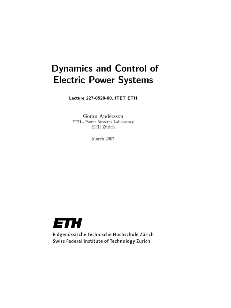Dynamics and Control of Power Systems | PDF | Power Station | Control ...