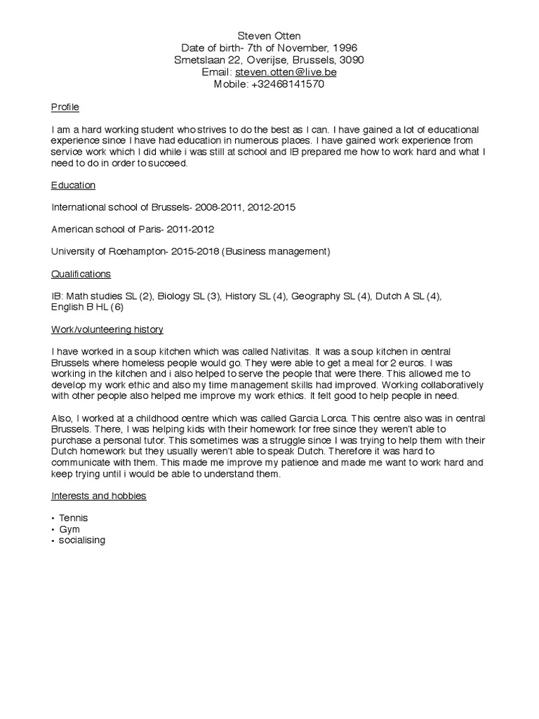 Steven Otten's Academic Journey | PDF | Wellness