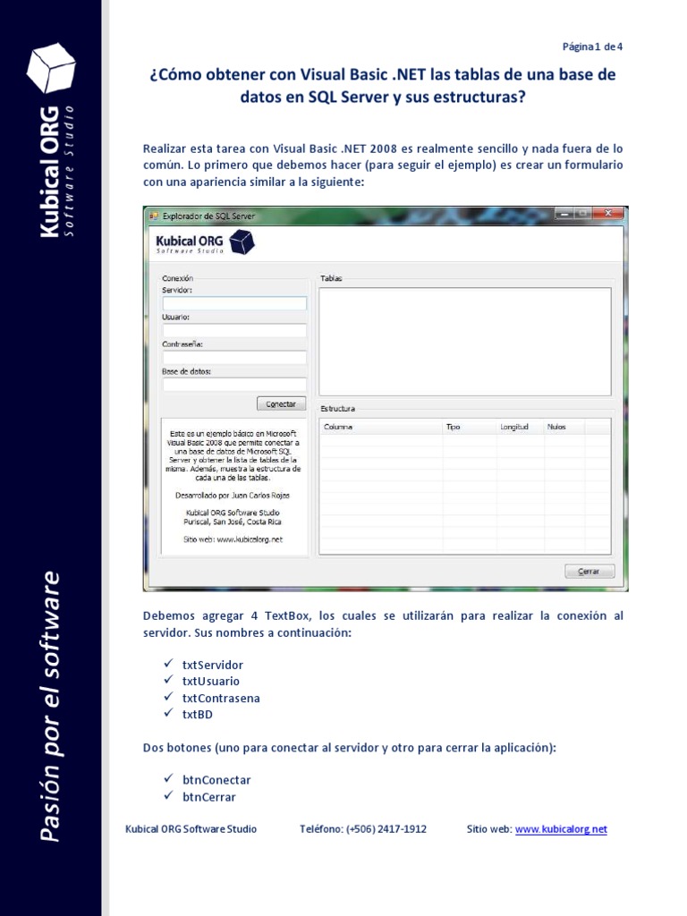 ¿Como Obtener Con Visual Basic .NET Las Tablas de Una Base de Datos en ...