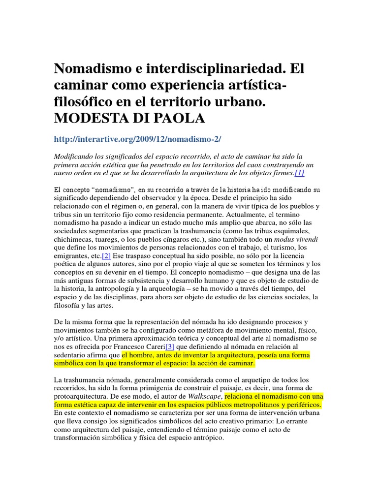 Nomadismo e Interdisciplinariedad. MODESTA DI PAOLA | PDF | Nómada ...