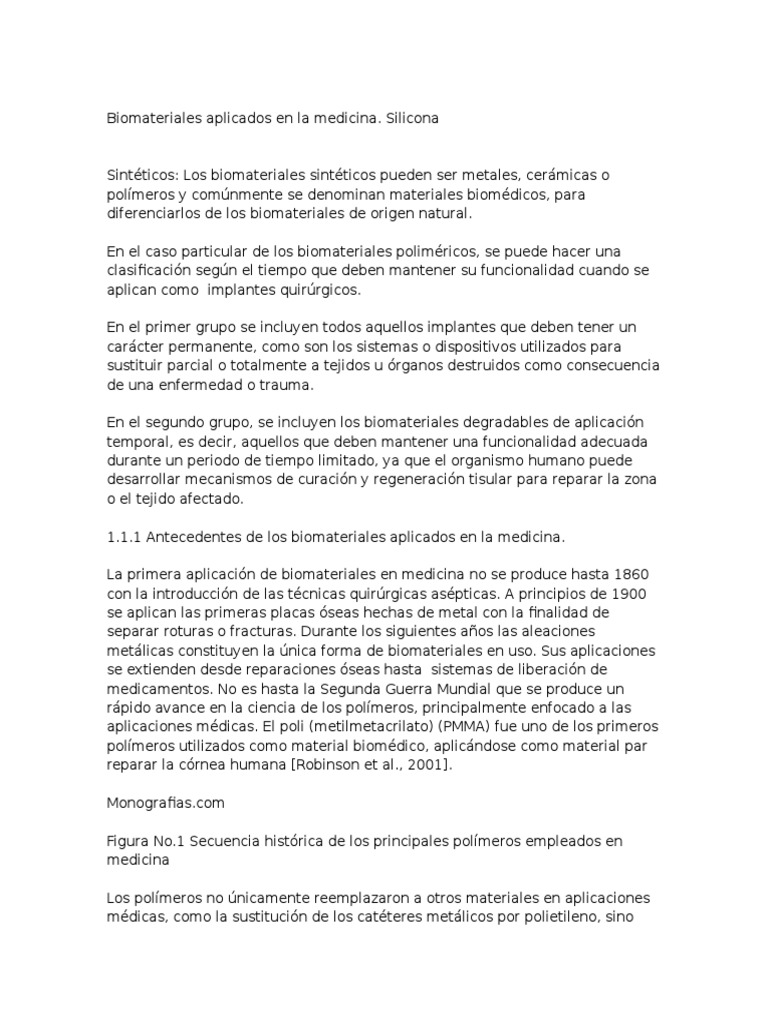 Biomateriales Aplicados en La Medicina | PDF | Silicona | Biomaterial