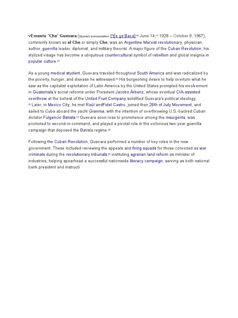 Che Guevara: Revolutionary Icon and Leader | PDF | Social Science | History