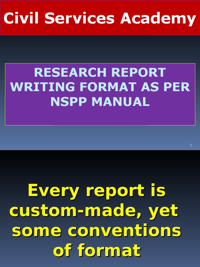 Report Writing NSPP Format | PDF | A Manual For Writers Of Research ...