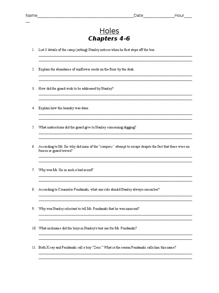 Holes Chapter 4-6 | PDF
