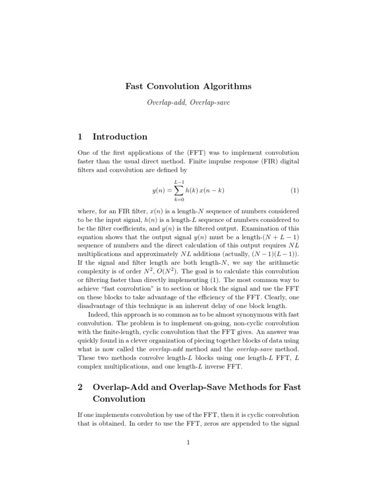 Fast Convolution Algorithms Pdf Fast Fourier Transform Convolution 5927