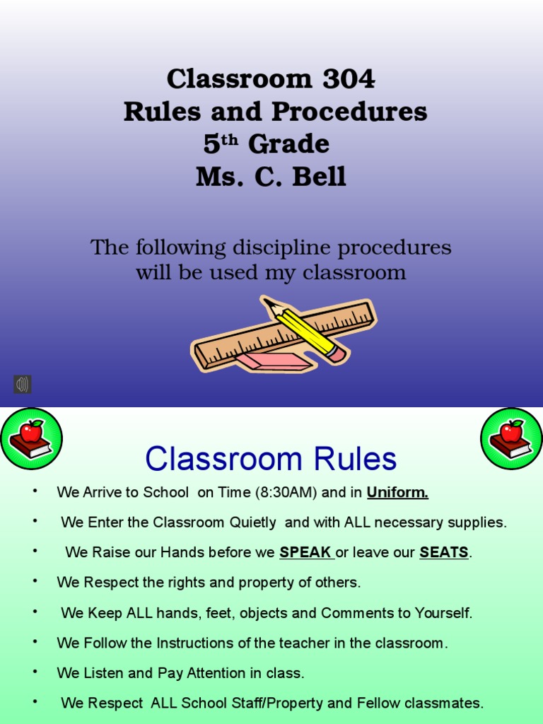 Classroom Rules and Procedures Powerpt 304 | PDF | Classroom | Notebook