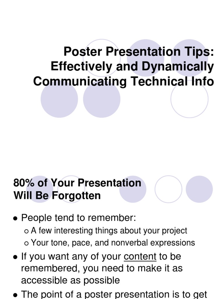 Poster Presentation Tips: Effectively and Dynamically Communicating ...