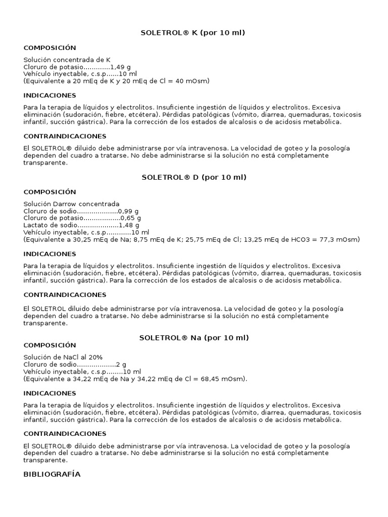 Soletrol: Indicaciones y Composición | PDF