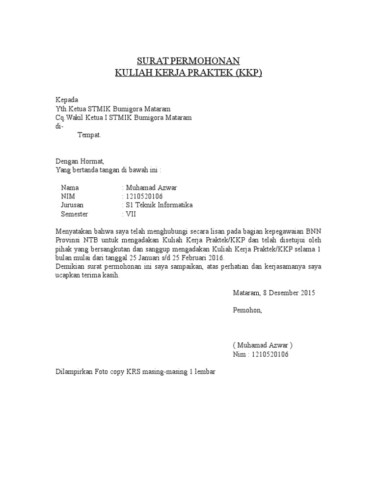 Surat Permohonan KKP Azwar | PDF | Karier & Perkembangan