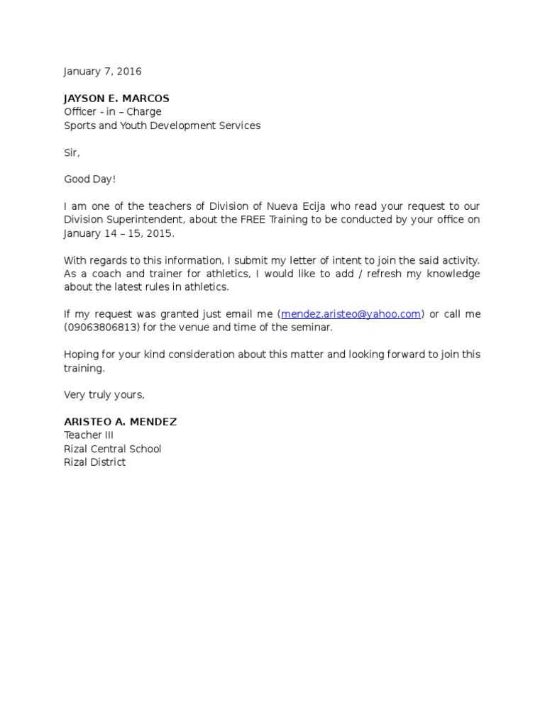 Letter of Intent Sample | PDF