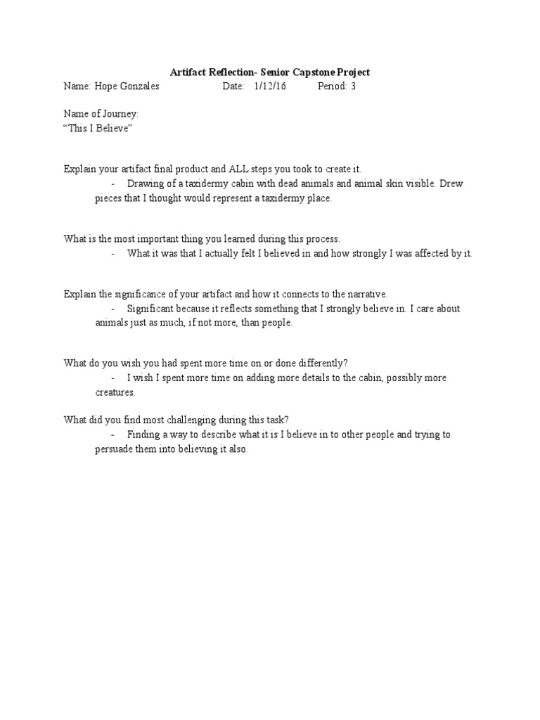 Senior Capstone Artifact Reflection | PDF