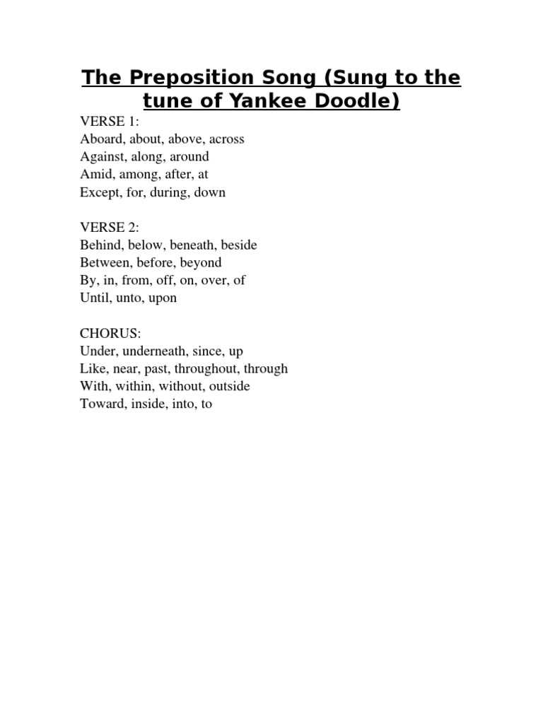 Preposition Song Lyrics