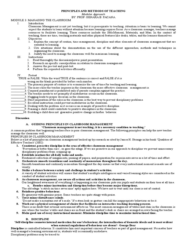 Modular Method Of Teaching