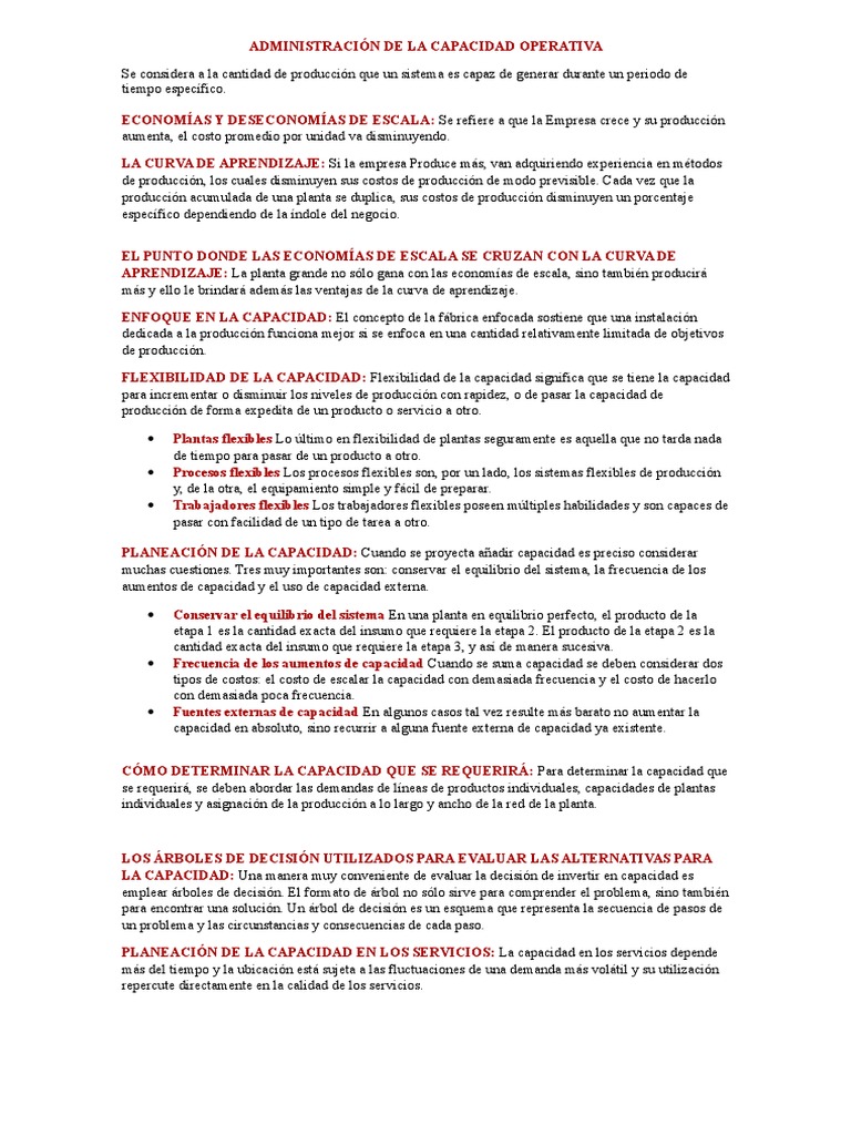 Administración de La Capacidad Operativa | PDF | Producto (Negocio ...