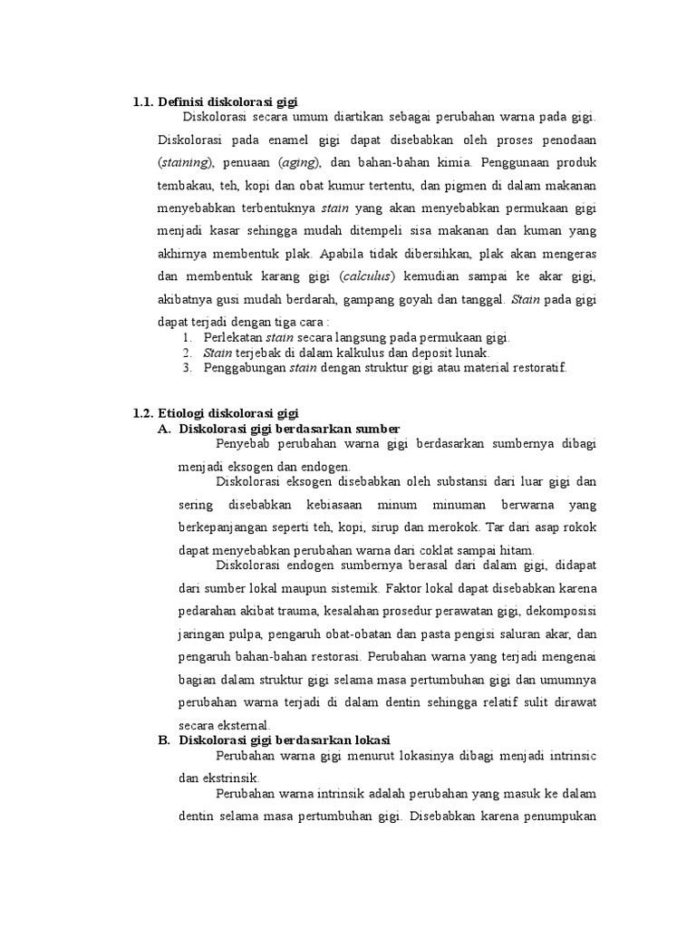 Diskolorasi Gigi | PDF