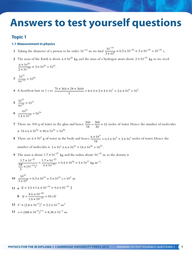 IB Physics Tsokos Solution Version 6 Edition | PDF | Euclidean Vector ...