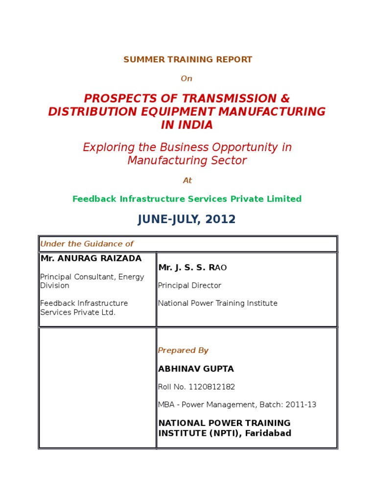 Report On T D In India Pdf Electric Power Transmission Electric