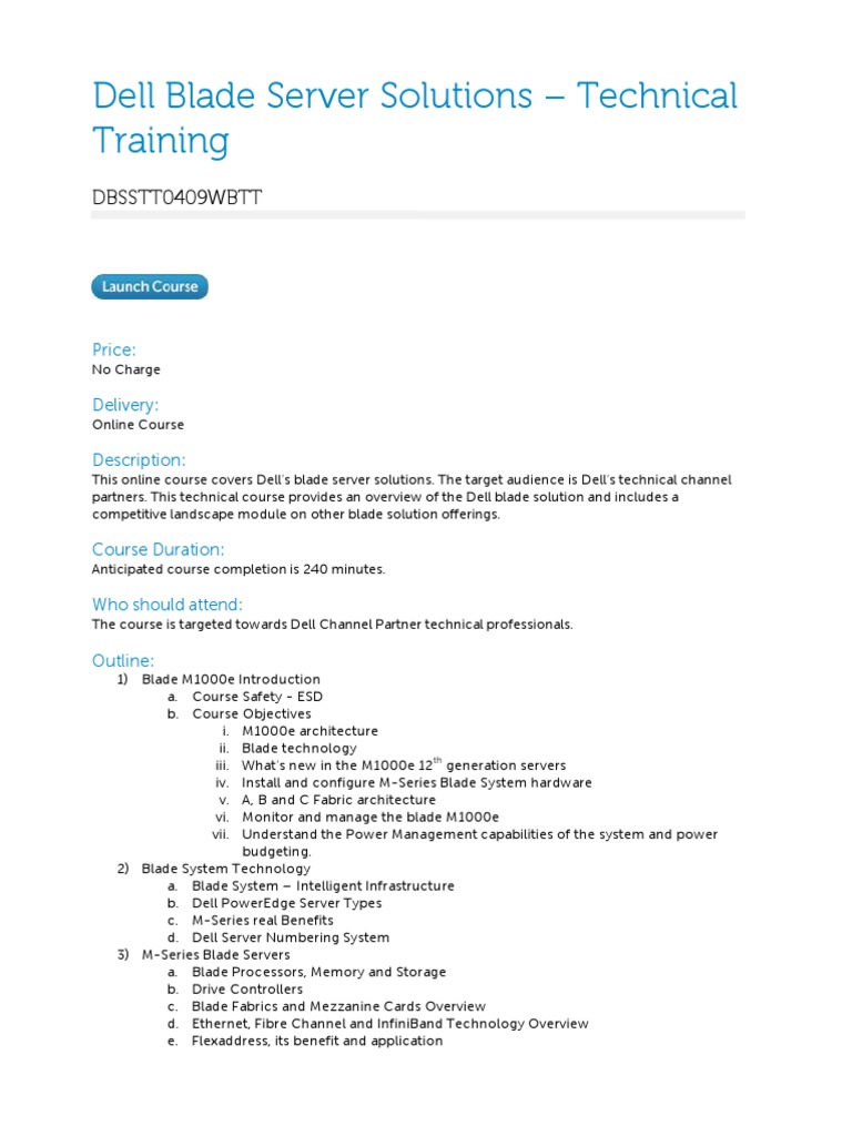 Dell Blade Server Solutions Dbsstt0409wbtt | PDF | Information And ...