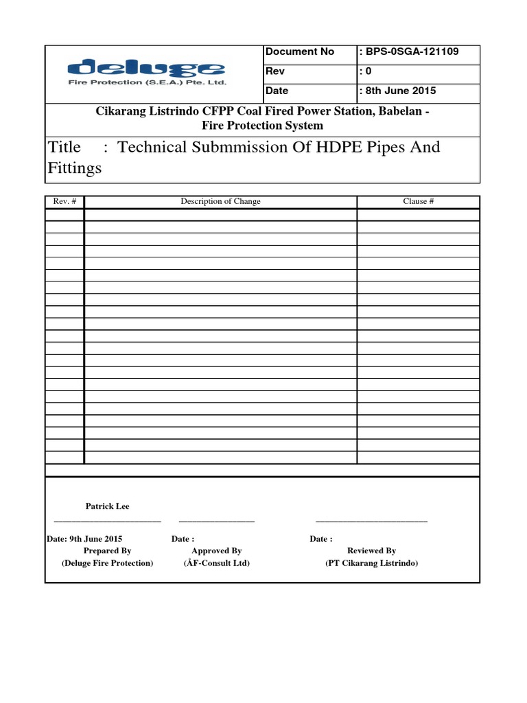 Title: Technical Submmission of HDPE Pipes and Fittings | PDF