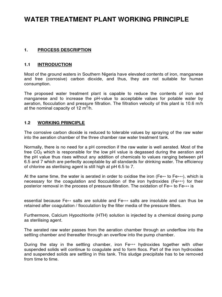 Water Treatment Plant Working Principle | PDF | Water Purification ...