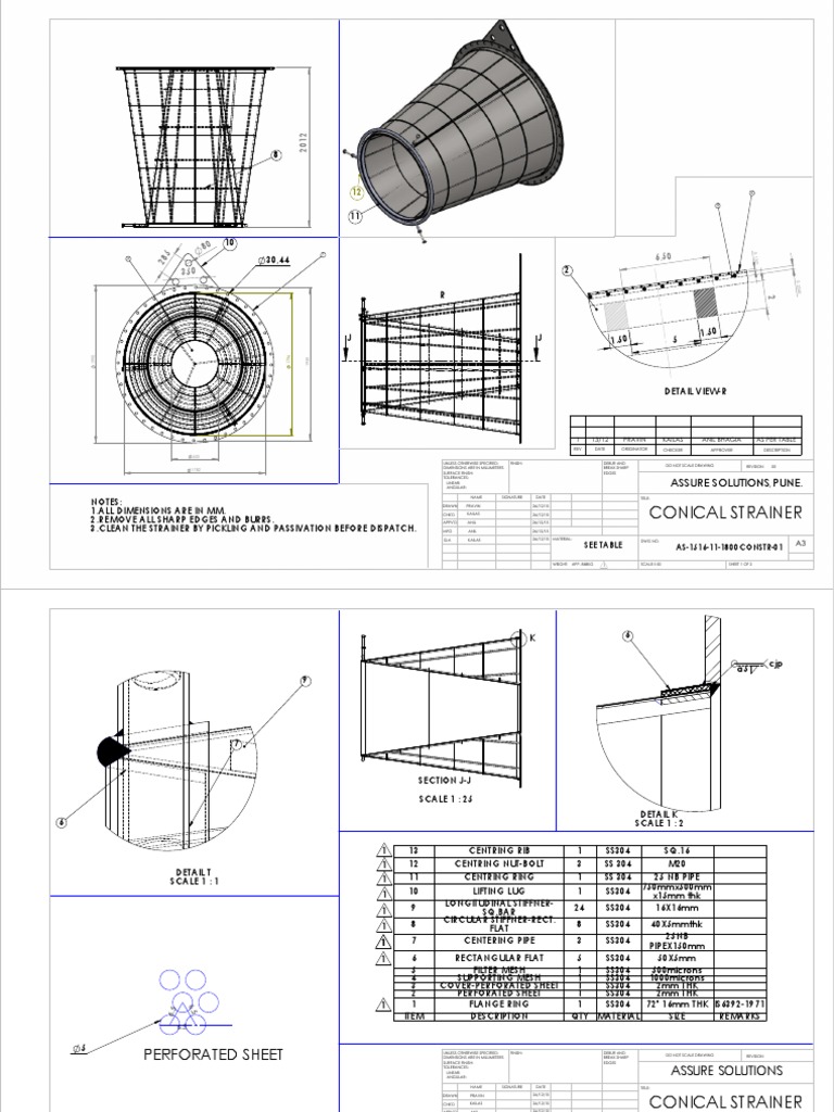 Conical Strainer Technical Drawing | PDF