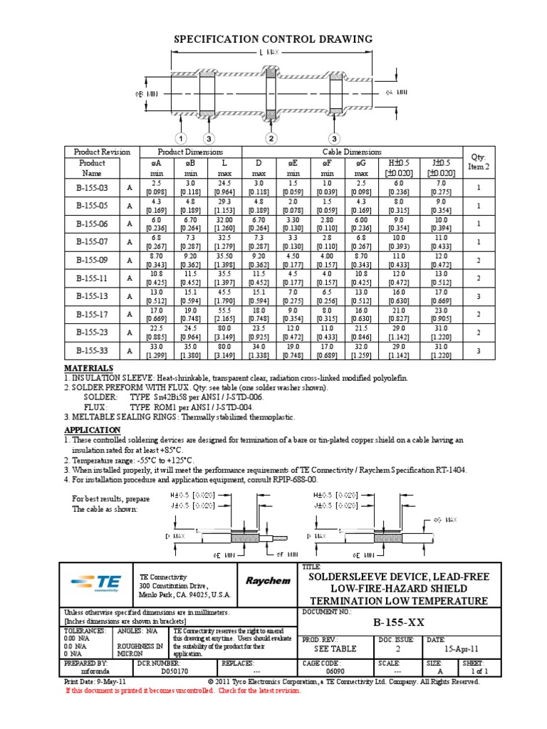 Specification Control Drawing: Materials | PDF | Technology & Engineering