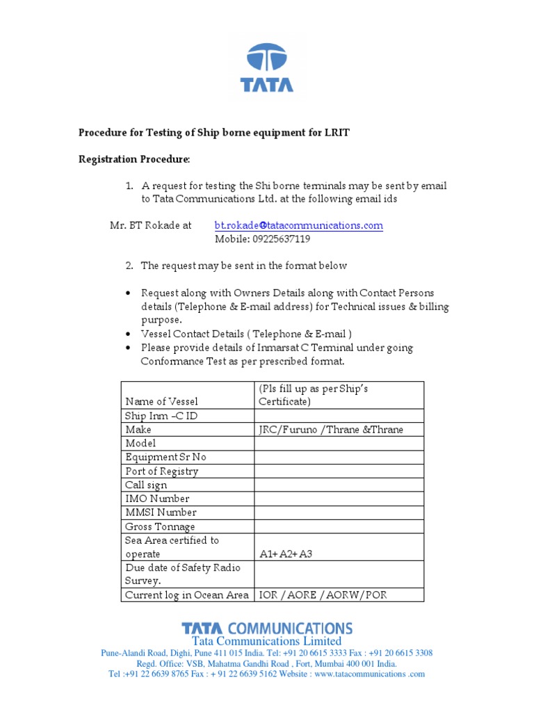 LRIT Test Procedure | PDF