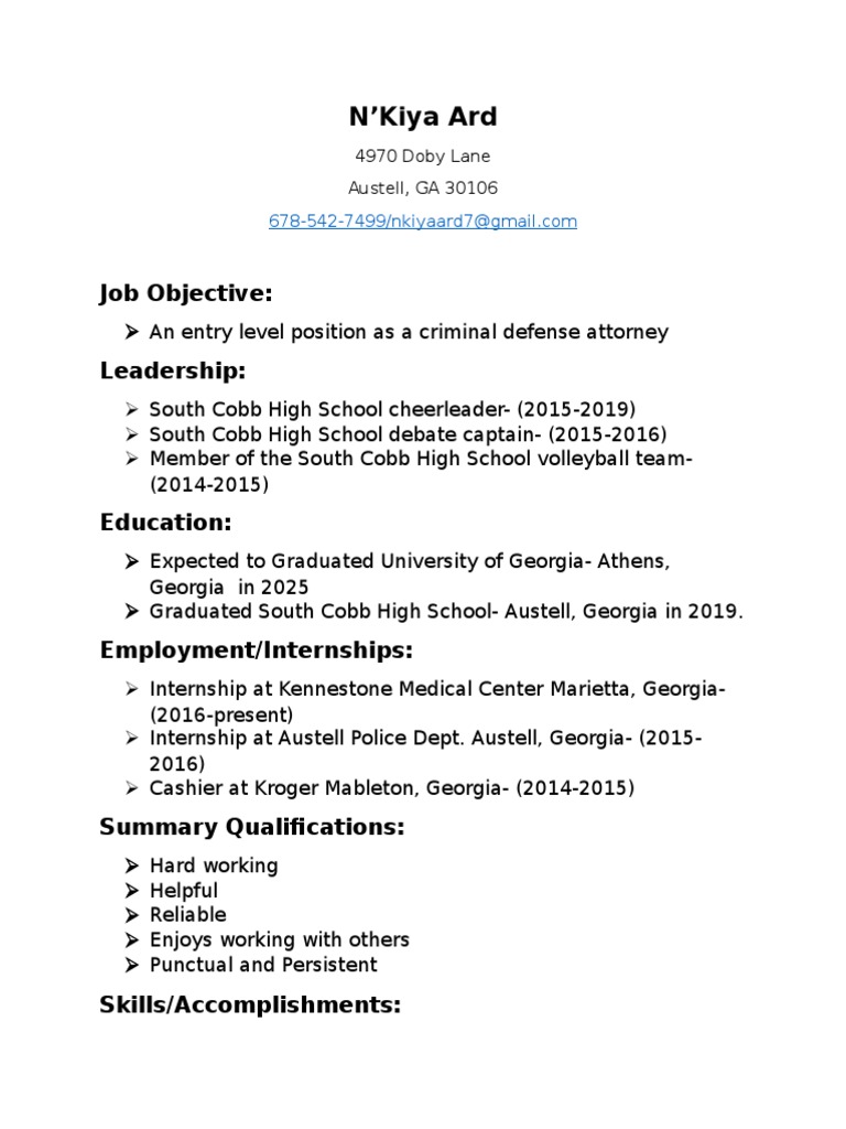 Entry-Level Criminal Defense Attorney Resume | PDF